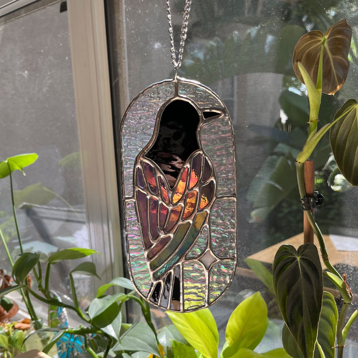 Crow Stained Glass Suncatcher (PRE-ORDER) – Amaya Jade